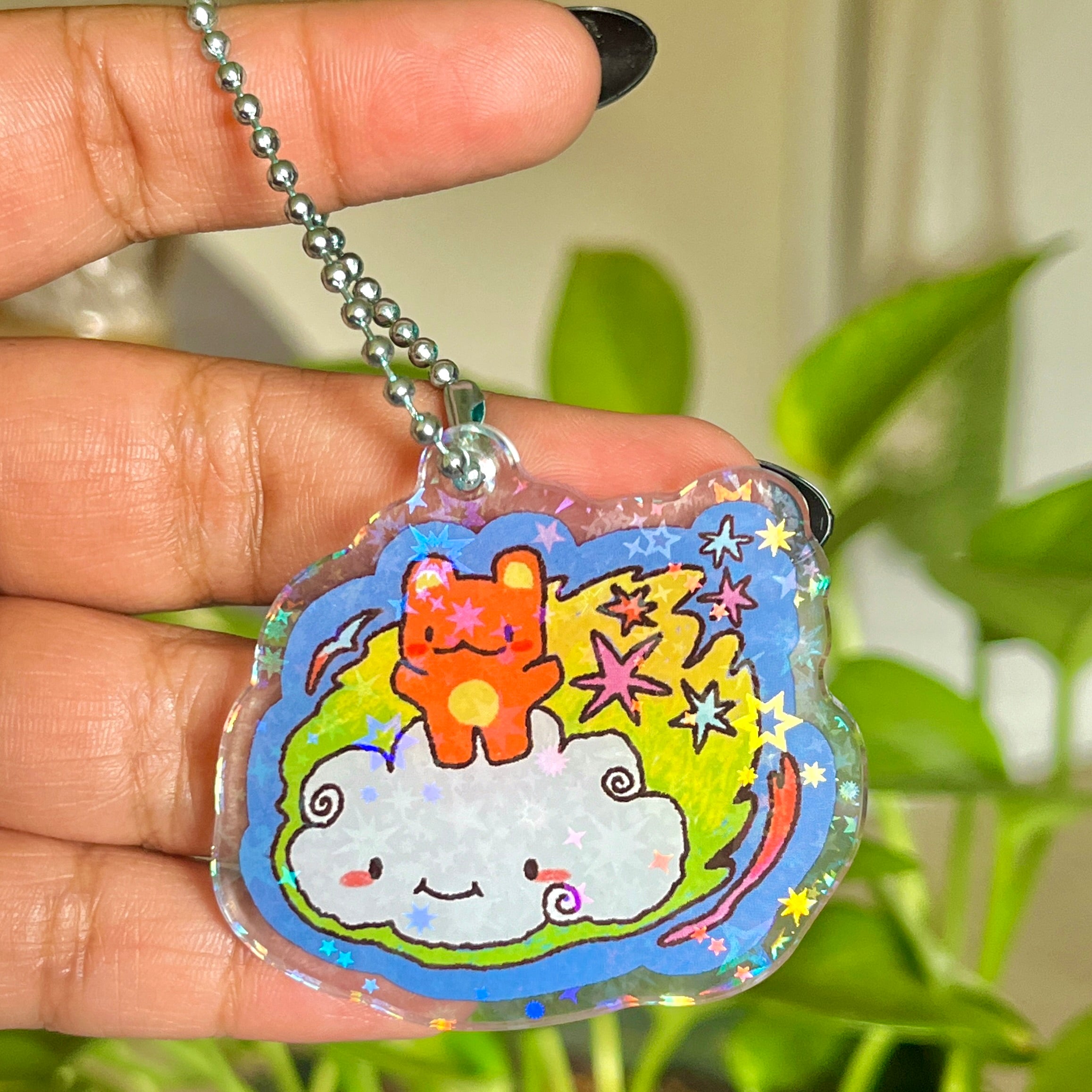 Shooting Star Acrylic Charm | Starry Holographic Keychain – froginasweater